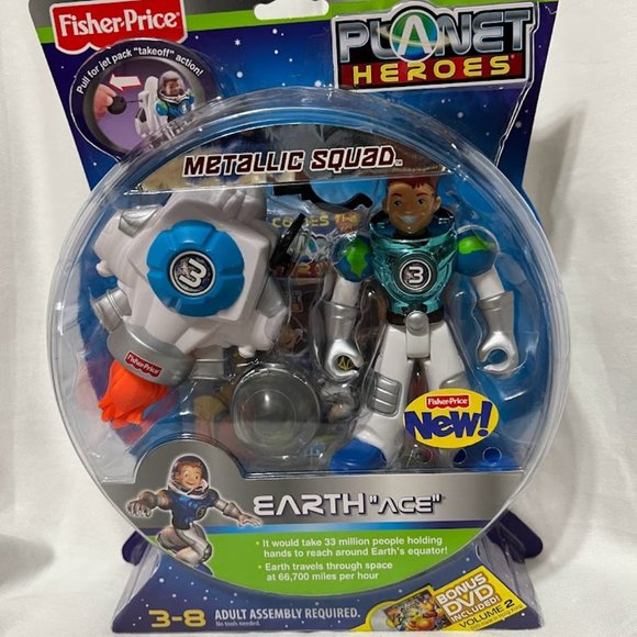 Fisher-Price | Toys | 208 Fisher Price Planet Heroes Earth Ace Figure Metallic Squad New | Poshmark